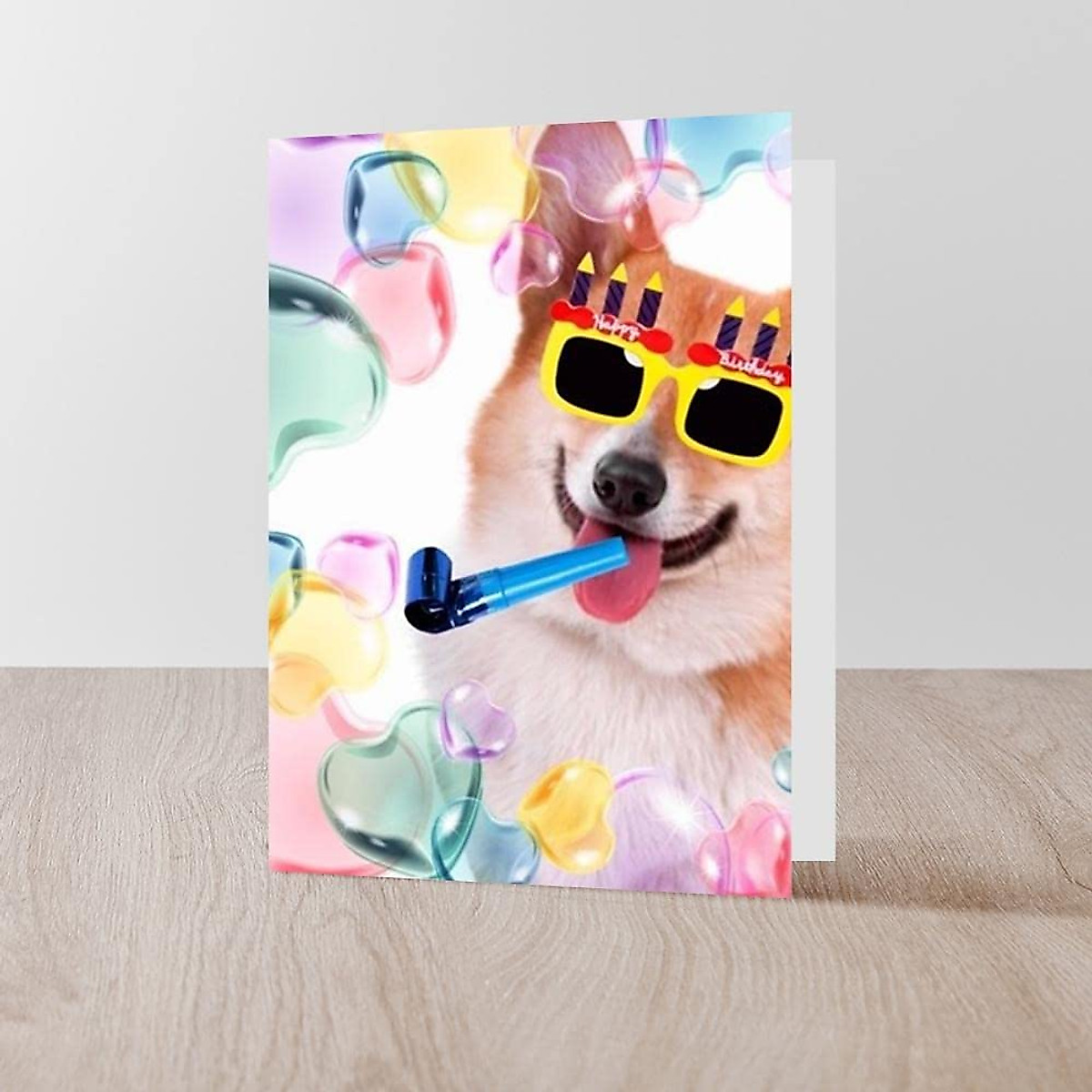 CafePress Happy Birthday Corgi Folded Greeting Card Glossy
