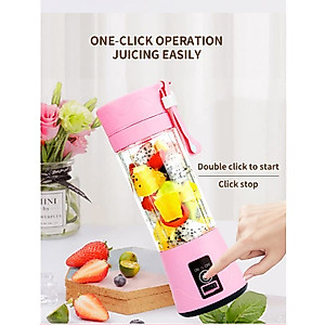 380ml Portable Blender,Travel Blender,Mini Blender,Personal Mixer Fruit Rechargeable with USB, for shakes and smoothies (Pink)