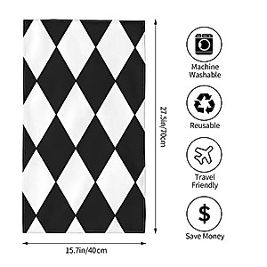 Jomiwink Harlequin Pattern Hand Towels Super Soft Bath Hand Towels Lightweight Quick Dry Kitchen Hand Towels 16 X 27.5 Inch, colorful, One Size