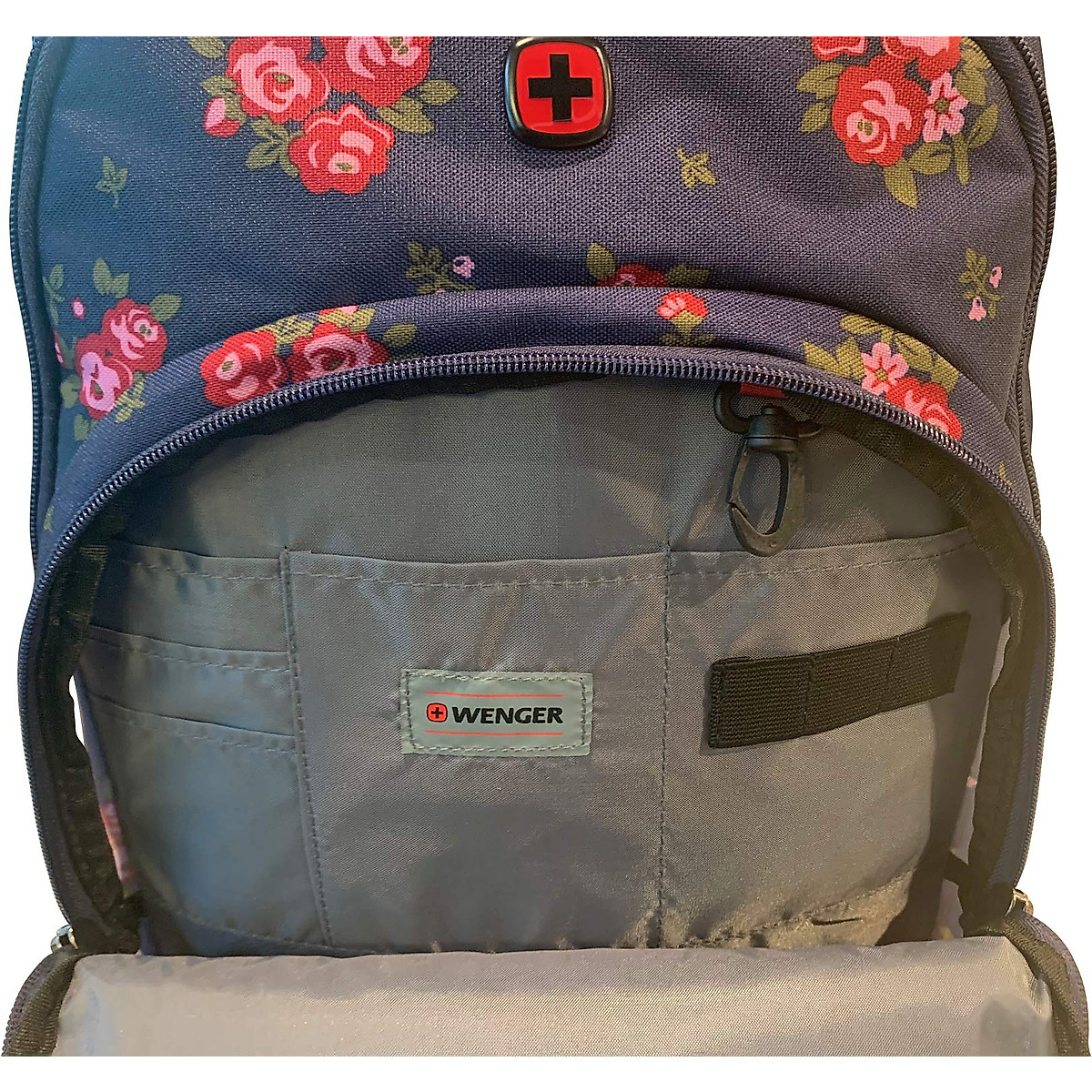 Wenger Upload Backpack With 16" Laptop Pocket And Tablet Pocket, Navy Floral Print