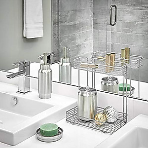 iDesign Vienna 2-Tier Rectangular Cosmetics and Toiletry Storage, Bathroom, Countertop, Desk, Set of 1, Vanity Shelf