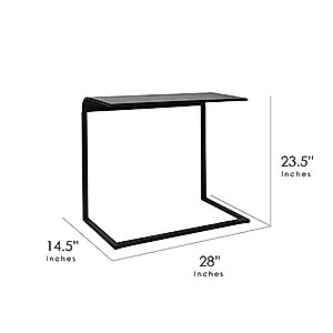 American Art Decor Black Mobile, Portable, & Compact Home Office C-Shaped Desk