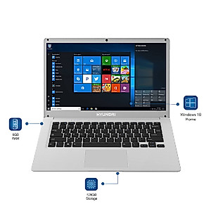 HYUNDAI [New 14" Inch Laptop | High Performance Business and Student Laptop | 8GB RAM - 128GB SSD Storage | Intel N4120 | Windows 10 Home | Expandable Storage | WiFi & Bluetooth | Silver