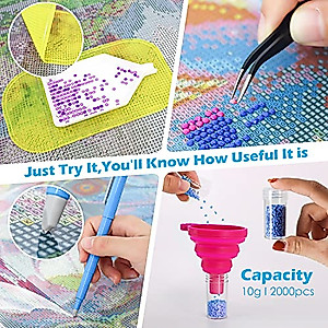 Kuangben 60 Slots Diamond Painting Storage Containers, Diamond Painting Accessories with Resin Diamond Painting Drill Pen, Magnet Cover Holder etc. Diamond Painting Kits (Pink)