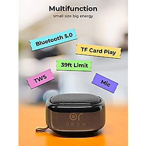 OROROW Small Bluetooth Speaker,Mini Portable Wireless Speaker,49-Foot Bluetooth Range,Enhanced Bass,Support TF Card,Bluetooth Speaker for iPhone,Travel,Hiking,Car,Gift(Gray)