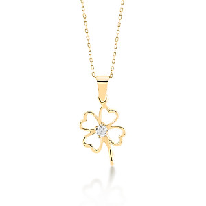 GELIN 14K Solid Gold 4-Leaf Clover Pendant Necklace | Clover Jewelry for Women, 18"