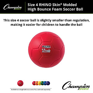 Champion Sports Rhino Skin Molded Foam Size 4 Soccer Ball, Red