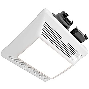 Maxxima Luvoni 90 CFM Bathroom Exhaust and Ventilation Fan with Light - 1 Sone Quiet Noise Free Operation, Ceiling Mounted Ventilator with Built-in LED Light and White Grill