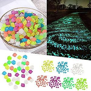 100PCS Luminous Stone Diamond Shaped Colorful Glowing Stones, Fish Tank Aquarium Landscaping Luminous Stone Outdoor Decoration for Lawn Patio Garden Swimming Pool