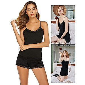 Avidlove Womens Cami Pajama Set Shorts Sleeveless Cotton Sleepwear Cute Nightwear Pjs