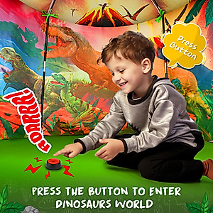 HopeRock Dinosaur Kids Tent with Roar Button, Kids Play Tent with Dinosaur Toys for Boys & Girls Kids Pop Up Tent for Boys, Kids Indoor Tents Birthday Chirstmas Gifts for 3 4 5 6 7+ Years Old Boys
