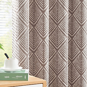 jinchan 80% Blackout Curtains for Bedroom, Geometric Patterns Drapes for Living Room, Window Treatments for Room Darkening, Grommet Top Thermal Insulated Curtains 63 inch Length 2 Panels Set, Brown