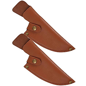Luxshiny Leather Cover For 5 Inch Boning Knives, 2Pcs Edge Guards Blade Protector Cleaver Chef Knives Cover with Belt Loop