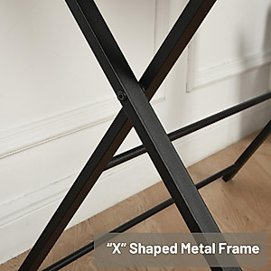 Folding Desk, 31.9 Inch Foldable Writing Table 2 Tier, Computer Desk for Home Office Study, Metal Frames/Wood Table Top, Space Saving, No Assembly Required, Brown