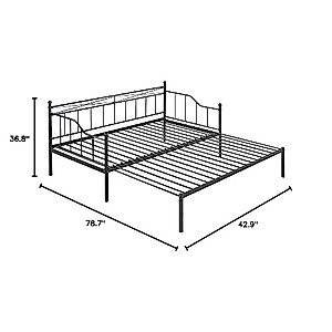 LostCat Twin Size Daybed Bed with Pop Up Trundle,Metal Bedframe with Safety Guardrails & Heavy Duty Steel Slat Support,for Kids Teens Adults.No Box Spring Needed,Black