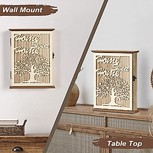 QILICHZ Wooden Key Holder Wall Mount,Decorative Key Holder for Wall,Wall Key Holder with 6 Storage Hooks,Wood Key Rack,Rustic Key Hook,Key Hanger for Farmhouse Entryway Doorway Hallway