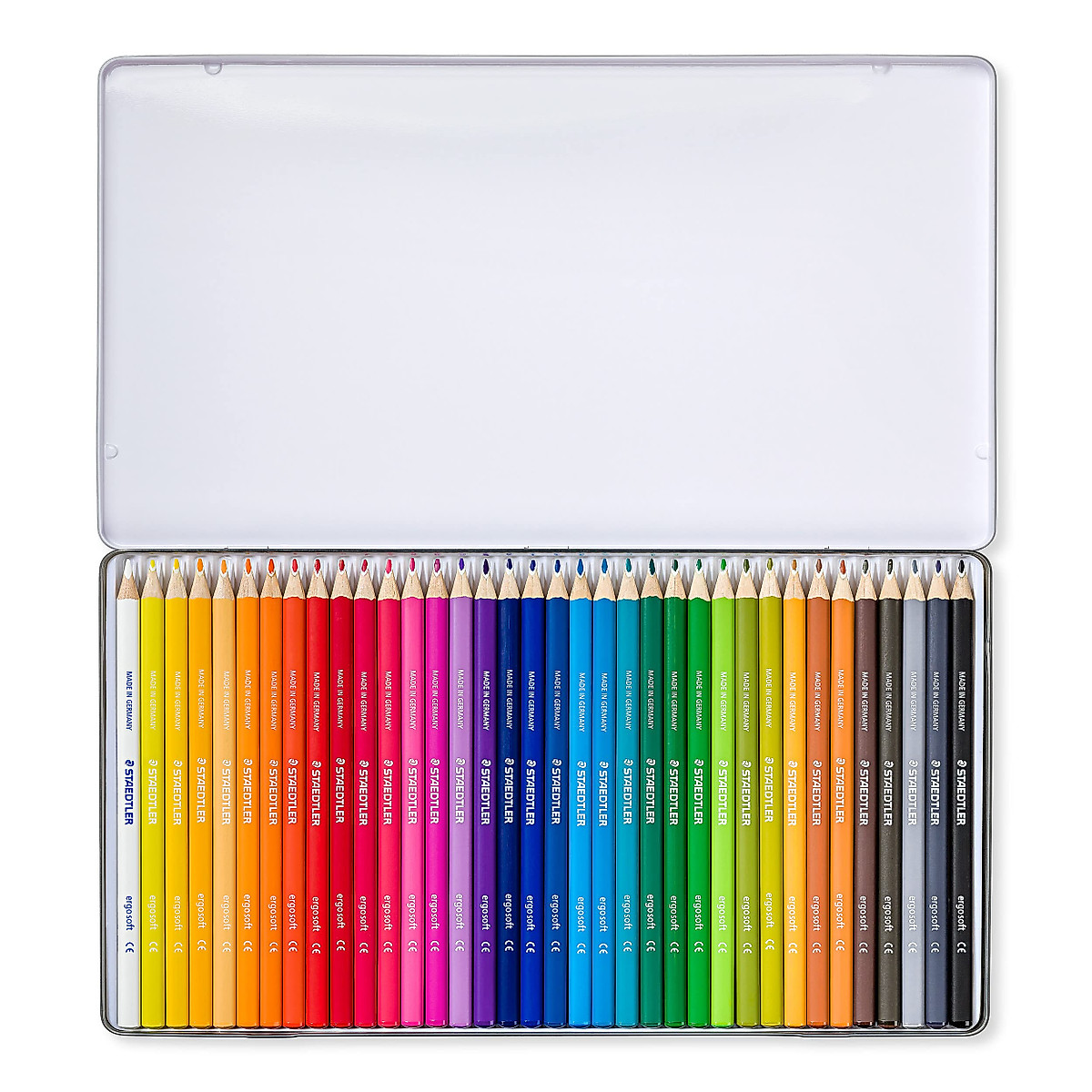Staedtler 157 M36 Ergosoft Triangular Colouring Pencils - Assorted Colours (Tin of 36 Pencils)
