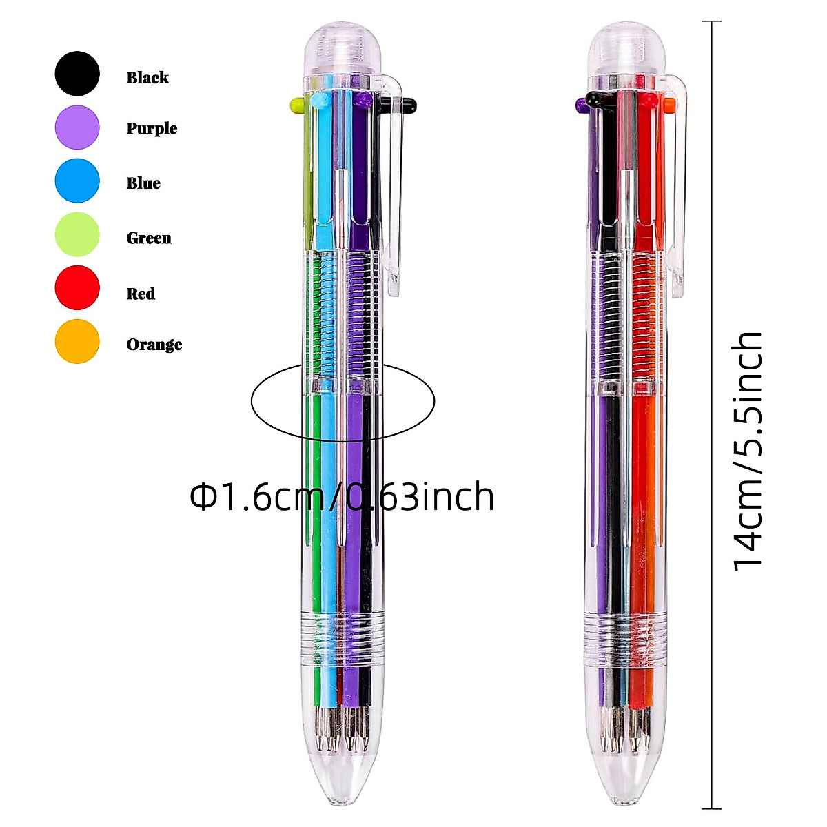 JPSOR 28 Pack Multicolor Ballpoint Pens 0.5mm 6-in-1, Fun Pens for Kids Party Favors, Back to School, Retractable Ballpoint Rainbow Pens Color Pens for Office School Supplies Students Gift