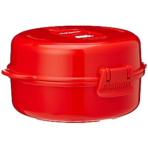 Sistema Microwave Egg Cooker and Poacher with Steam Release Vent, Dishwasher Safe, 9.16-Ounce, Red