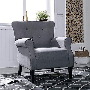 LOKATSE HOME Accent Armchair Single Sofa Modern Comfortable Furniture for Living Room, Club, Bedroom, Grey