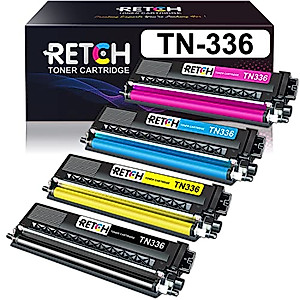 RETCH Compatible Toner Cartridge Replacement for Brother TN336 TN331 TN-336 TN-331 to use with HL-L8350CDW MFC-L8850CDW MFC-L8600CDW HL-L8350CDWT Laser Printer (Black Cyan Magenta Yellow 4 Pack)