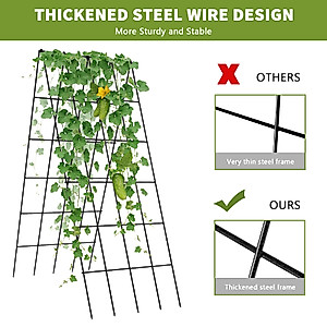 UrGROWA Cucumber Trellis 2 Pack, Foldable A-Frame Garden Trellis for Raised Bed Garden Grow Support with Plant Support Clips, Twist Ties, Plastic Ties, for Cucumber,Tomato, Climbing Plants and Flowers