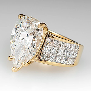 DCFSHEE Yellow Gold-Plated Teardrop Cubic Zirconia Solitaire Halo Promise Wedding Engagement Ring, Band Eternity Jewelry Gifts for Her Size 6-10 (US size 10)