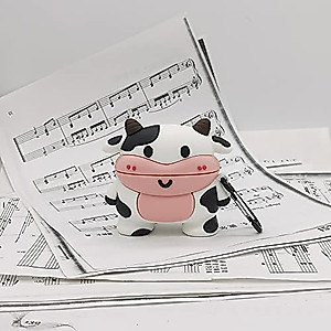 Dehoko Compatible with AirPods Case Pro 2019 Cow, Kawaii Funny Cute Kids Girls Boys Women Silicone Protective 3D Cartoon Animal Design Cow Case Cover for AirPods Pro (Cow)