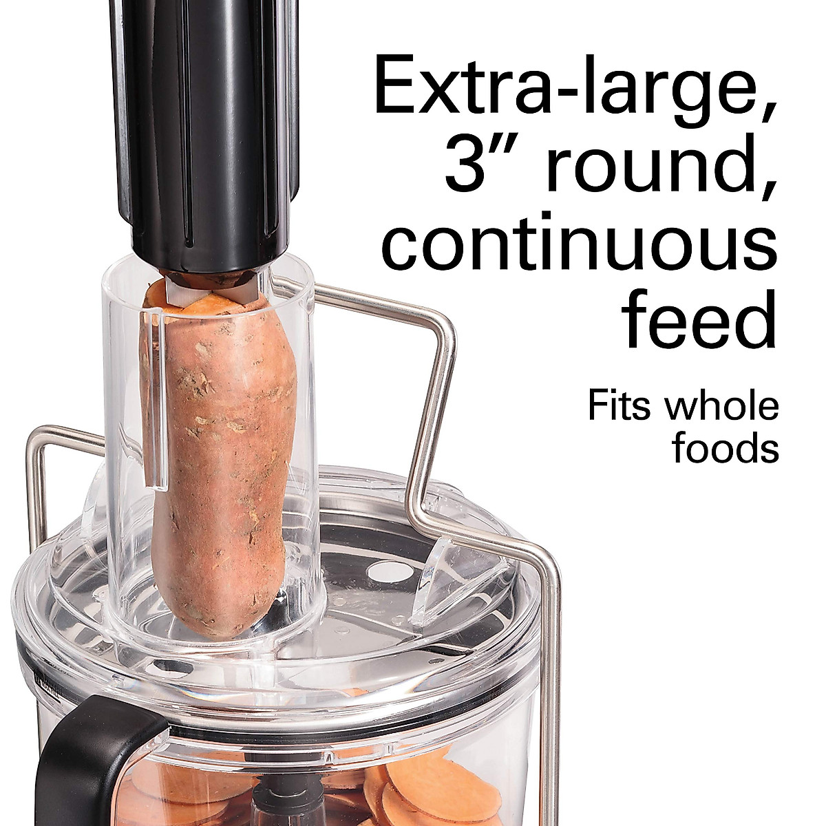 Hamilton Beach Professional Stack & Snap Food Processor & Veggie Spiralizer for Slicing, Shredding and Kneading, Extra-Large 3" Feed Chute Fits Whole Vegetables, 12 Cups, Stainless Steel (70815)