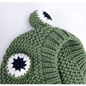 MINGSEECESS Kids Knitted Beanie Hat Cute Frog Cartoon Winter Warmer Cap with Big Eyes for Baby Boys Girls Green