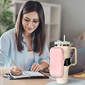 Water Bottle Pouch for Stanley, Water Bottle Accessories, Stanley Fanny Pack, Stanley Tumbler Accessories, Stanley Cup Pouch, Gym Accessories for Women, Stanley 40oz Accessories - Pink Dusk