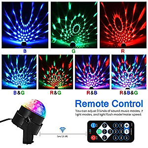 Party Lights, Dj Rave Lights Led Strobe Lights Sound Activated Stage Lights Projected Effect Dancing Lights Remote Control for Birthday Xmas Wedding Bar Kids Christmas-1 Pack