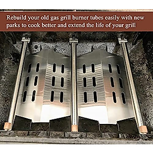 QuliMetal 304 Stainless Steel 17.5" Flavor Bars, Heat Deflector and Grill Burner for Weber Genesis 300 E310 E320 E330 S310 S330 (with Front Control Knobs)