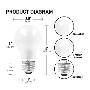 Mandala Crafts Rough Service Appliance Light Bulbs 60-Watt Light Bulbs - Dimmable E26 A19 Bulb Pack of 6 - Appliance Frosted Incandescent Light Bulbs 60 Watt Soft White