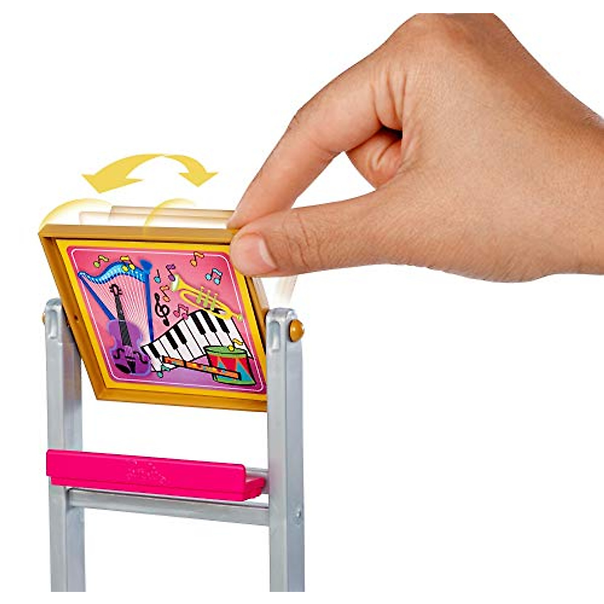 Barbie Music Teacher Doll, Blonde, and Playset with Flipping Chalkboard, Brunette Student Small Doll and 4 Musical Instruments, Career-Themed Toy for 3 to 7 Year Old Kids​​​