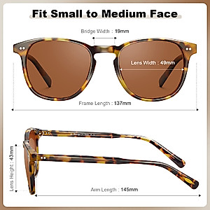 CARFIA Retro Polarized Sunglasses for Women Small and Medium Face UV Protection, Handcrafted Acetate Frame Sunnies CA5285