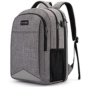 Lumesner Laptop Backpack for Men,Water Resistant Travel Laptop Backpack with USB Charging Port,Anti Theft College School Backpack Laptop Bag for Women Fits 15.6 Inch Computer and Notebook-Grey