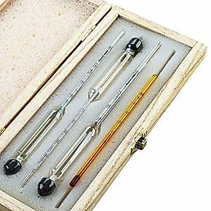 BioRing Alcohol Hydrometer 0-100% Accurate Meter for Whiskey Moonshine Distill Test Jar (Wood Box+Glass jar)