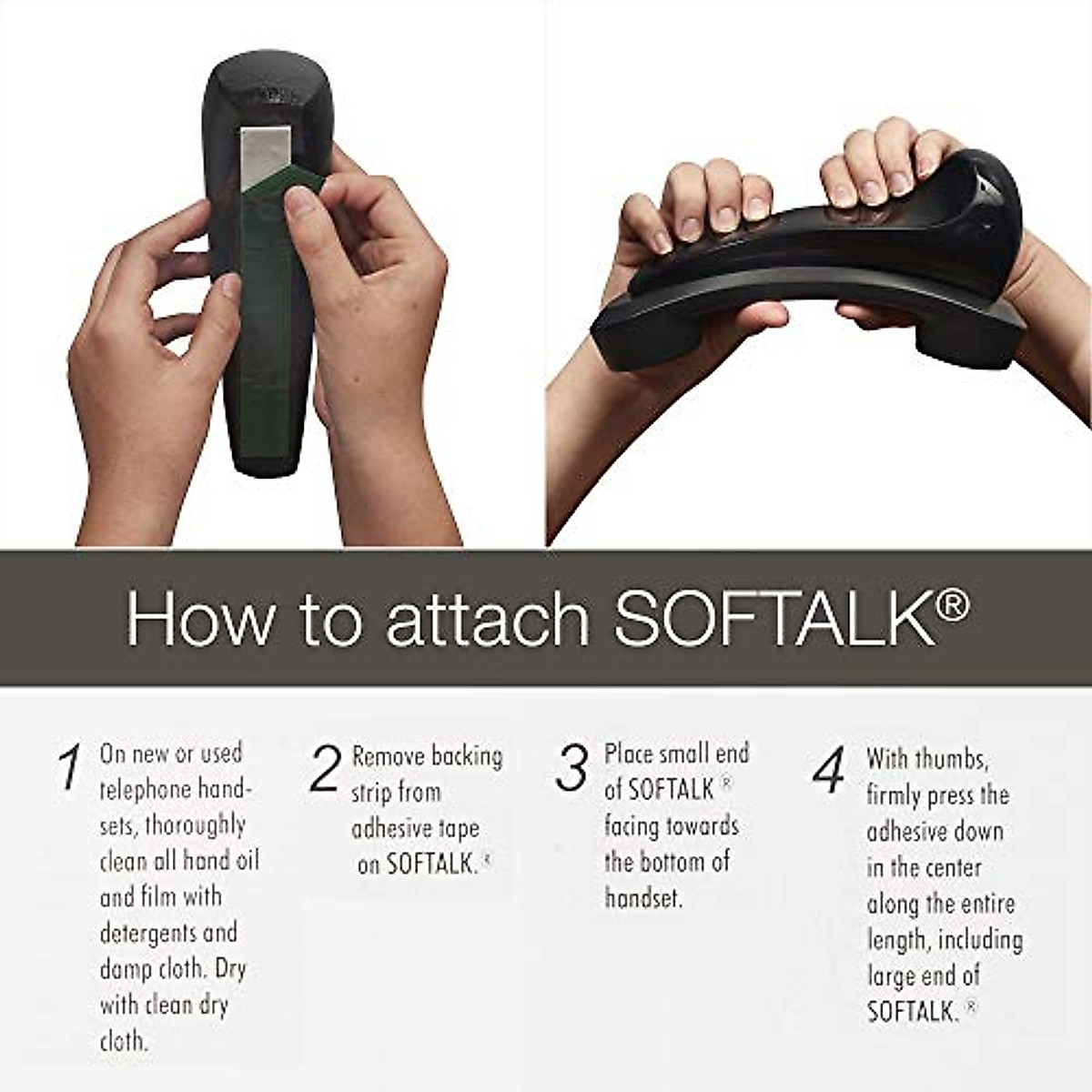 Softalk Antibacterial Black Phone Shoulder Rest | Landline Telephone Accessory (00101M)