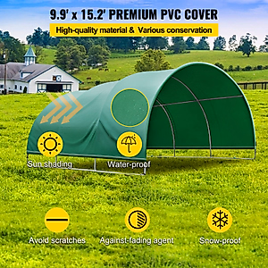 VEVOR Livestock Shelter, 9.9'x 10'x 5.5' Corral Shelter, Steel Metal Corral Panel Shelter, Waterproof Corral Panels for Horses and Other Livestock, Animal Shelter with PVC Cover and Galvanized Pipe