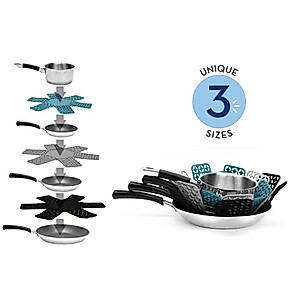 S&T INC. Pot and Pan Protectors, Cookware and Pan Protectors for Stacking and Organization, 3 Different Sizes, 3 Pack