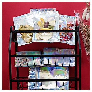 100 Pieces Mylar Holographic Resealable Bags - 4 x 6" Smell Proof Bags, Foil Pouch Ziplock Bags for Party Favor Food Storage (Holographic Color, 4 x 6 Inch)