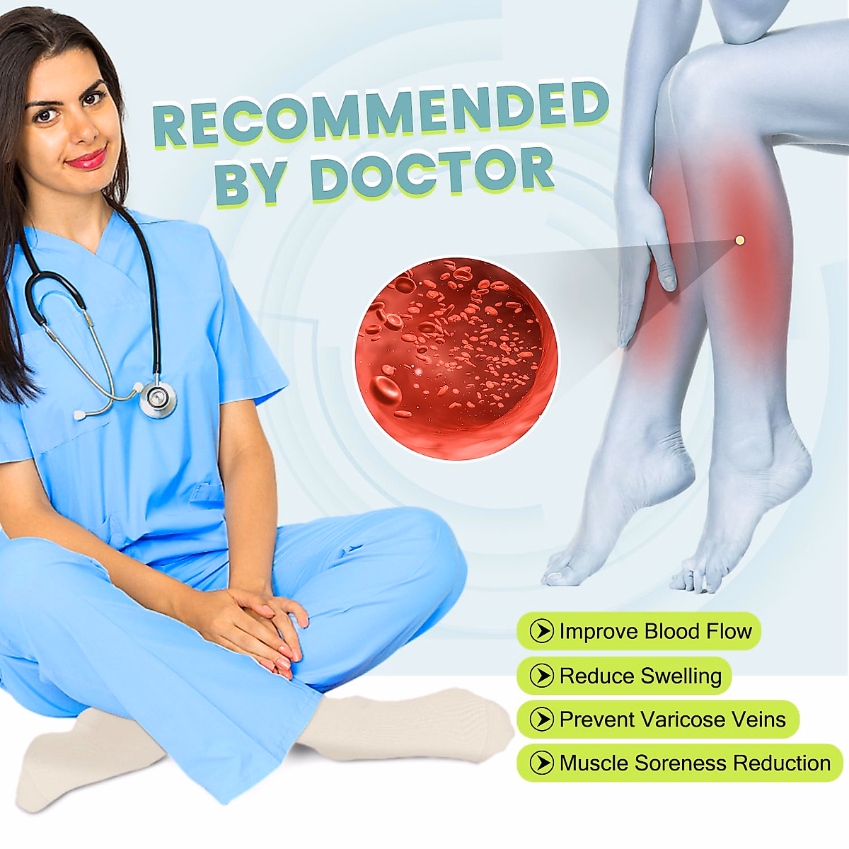 Iseasoo Copper Compression Socks For Men & Women Circulation-Best For Running Hiking Cycling 15-20 mmHg(L/XL)