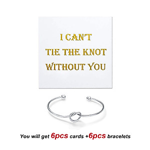 CHICNOW Bridesmaid Gifts Maid of Honor Proposal for Wedding Day Silver Bracelet Bridesmaid Jewelry Set Bridal Shower Bangle Bracelets for Women (Silver Set of 6)