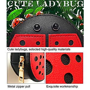 JienClound Little Girls Purse Ladybug Bag Mini PU Leather Crossbody Bag Coin Pouse Ladybug Toys for Kids Girls Gift