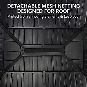 VEIKOU 12' X 14' Hardtop Gazebo, Patio Gazebo w/Double Roof & Aluminum Frame, Heavy Duty Gazebos and Pergolas w/Netting and Curtains for Garden, Deck, Backyard