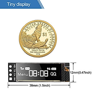 MakerFocus 2pcs I2C OLED Display Module 0.91 Inch I2C SSD1306 OLED Display Module White I2C OLED Screen Driver DC 3.3V~5V for Arduino ESP8266 ESP32 STM32