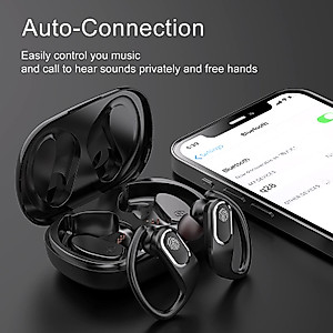 MuGo Wireless Earbuds Sports Bluetooth Headphones Call Noise Reduction 48hrs Playtime Deep Bass in Ear Earphones with Earhooks, 1000mAh Charging Case, Waterproof Built-in HD Mic Headset for Workout