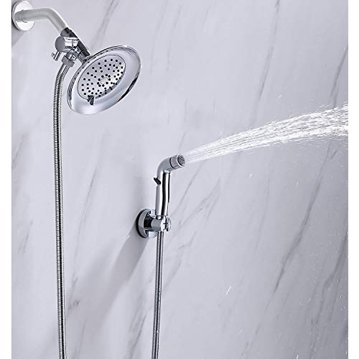 G-Promise Dog Shower Sprayer Attachment for Fast and Clean Pet Showering | Multifunctional Sprayer, Metal Diverter, 100 Inch Extra Long Hose, No Drill Hook | Dog Washing-Bathingroom (Chrome)