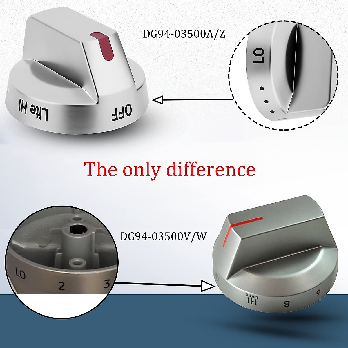 DG94-03500A/Z for Samsung Gas Stove Knobs Replacement, DG94-03500U Repalce DG94-03500A DG94-03797A, Compatible with NX60T8111SS NX60T8311SS NX60T8711SS NX60T8751SS etc.